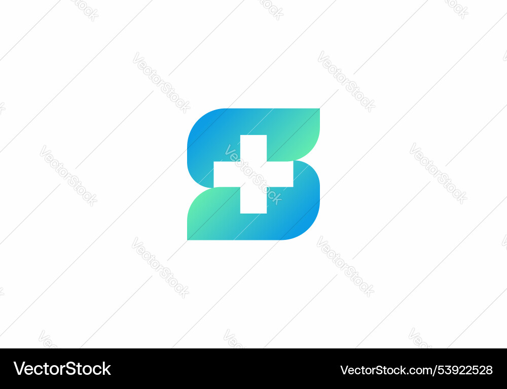 Logo letter s with symbol medical plus creative Vector Image