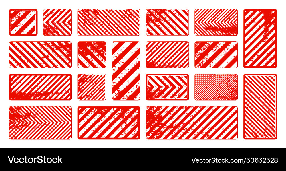 Red grunge warning signs with diagonal lines old Vector Image