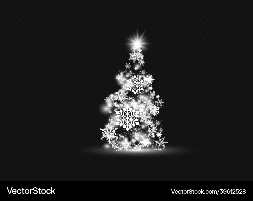 Silver christmas tree on transparent background Vector Image