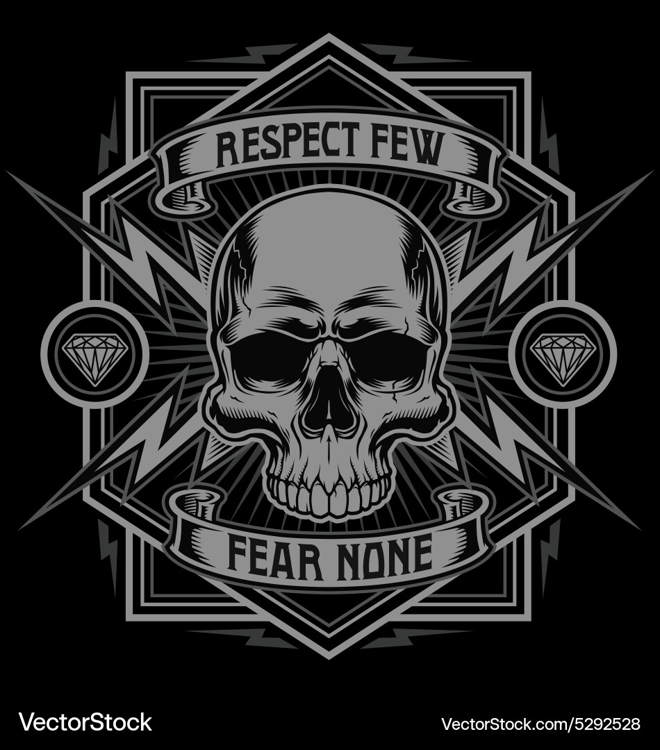Skull with Lightning Bolt & Banner Royalty Free Vector