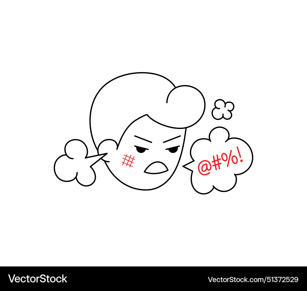 Angry man icon editable stroke Royalty Free Vector Image