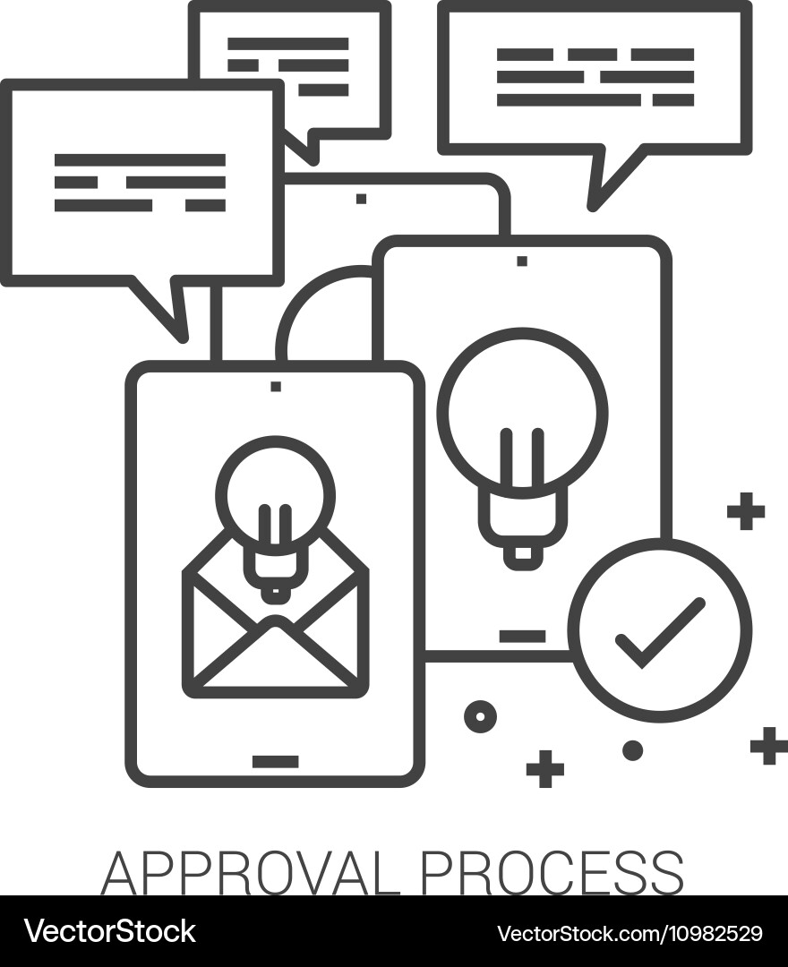 Approval process line infographic Royalty Free Vector Image