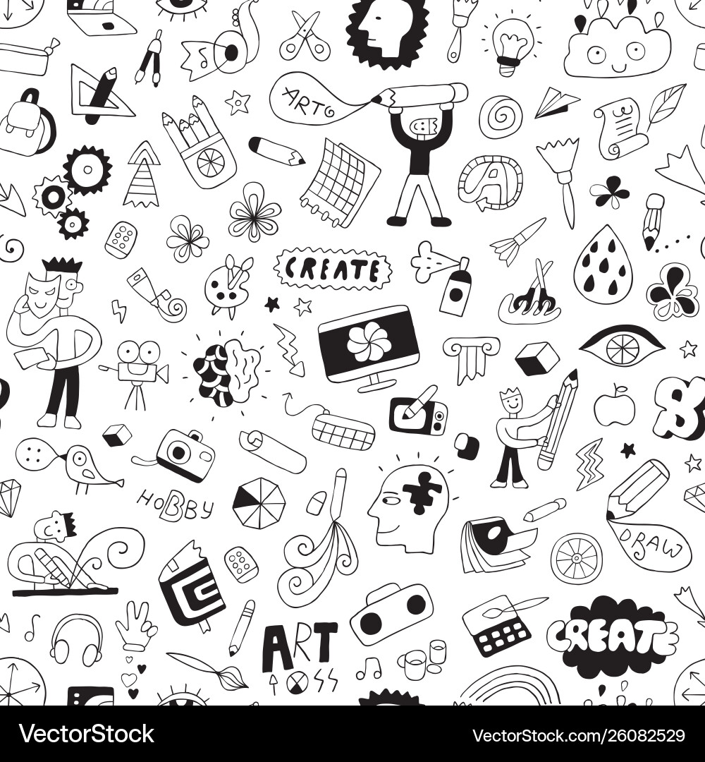 Art tools - seamless background pencil drawings Vector Image