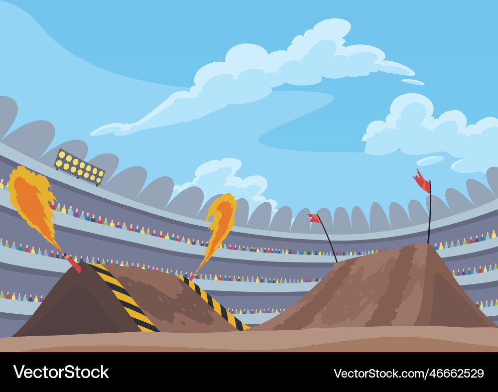 Background for jumping monster truck show burning Vector Image