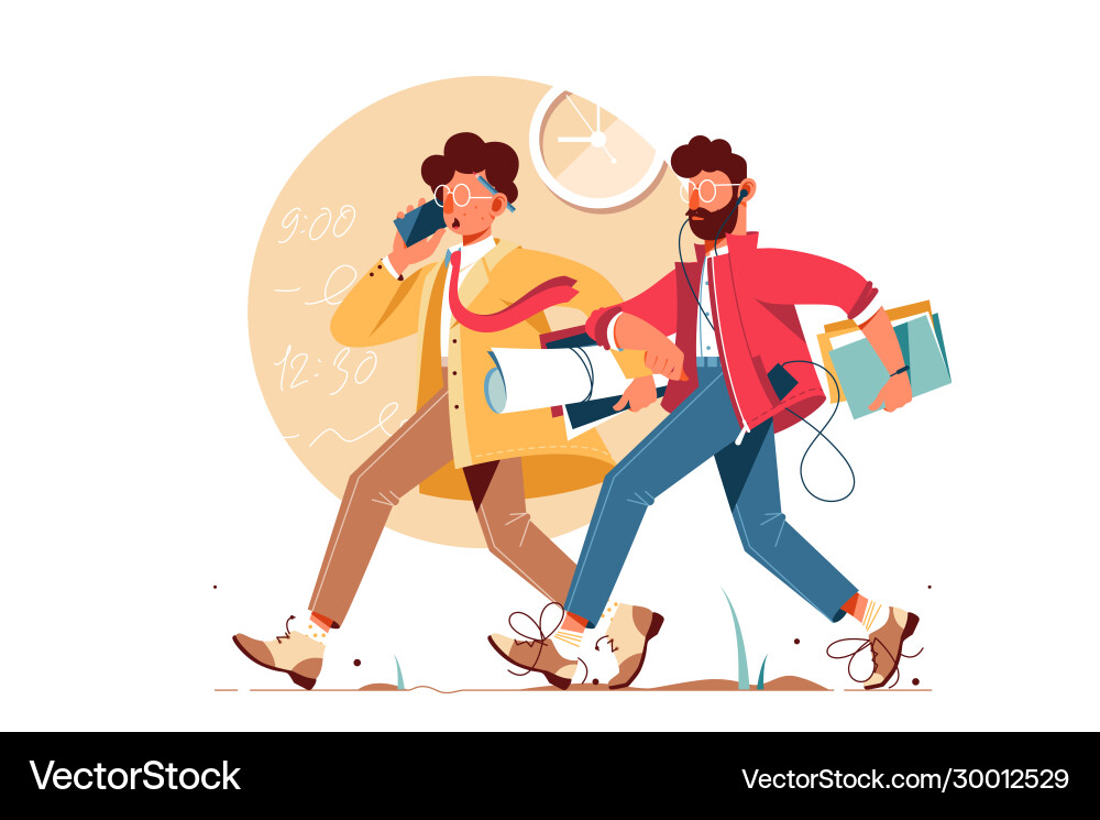 Businessmen go to work late person using Vector Image