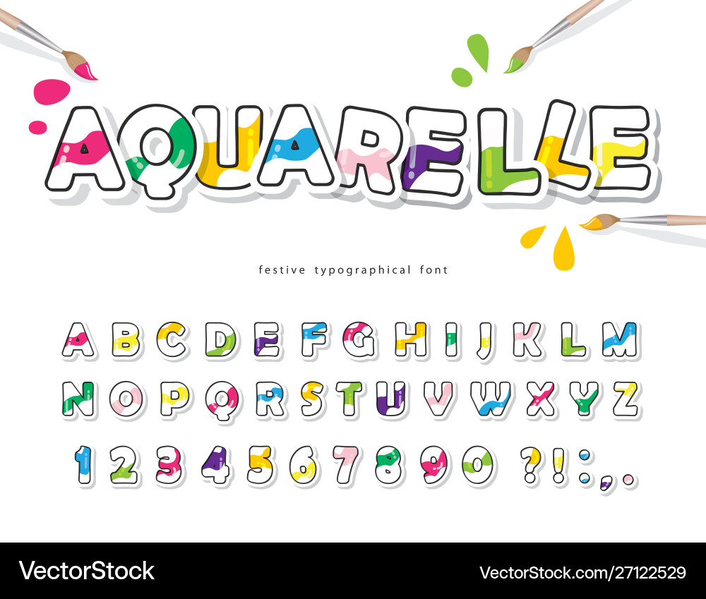Cartoon colorful font for kids creative Royalty Free Vector