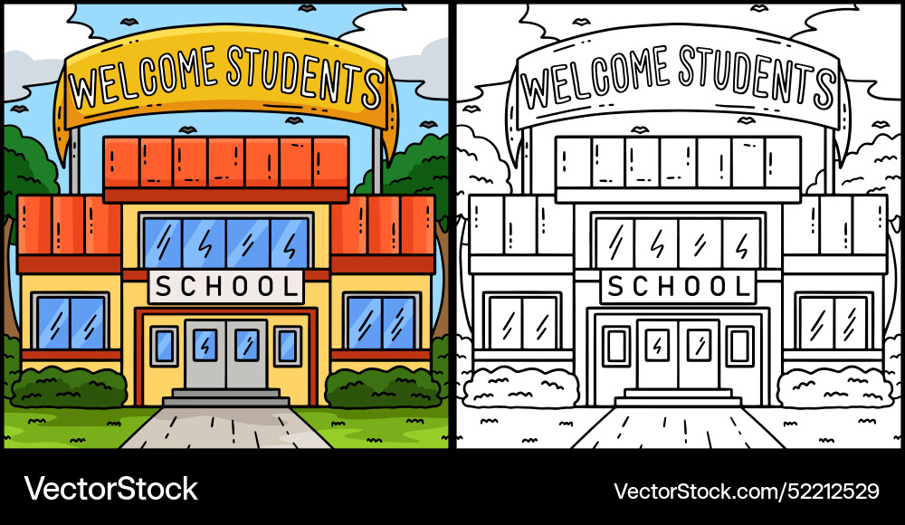 First day of school welcome students Royalty Free Vector