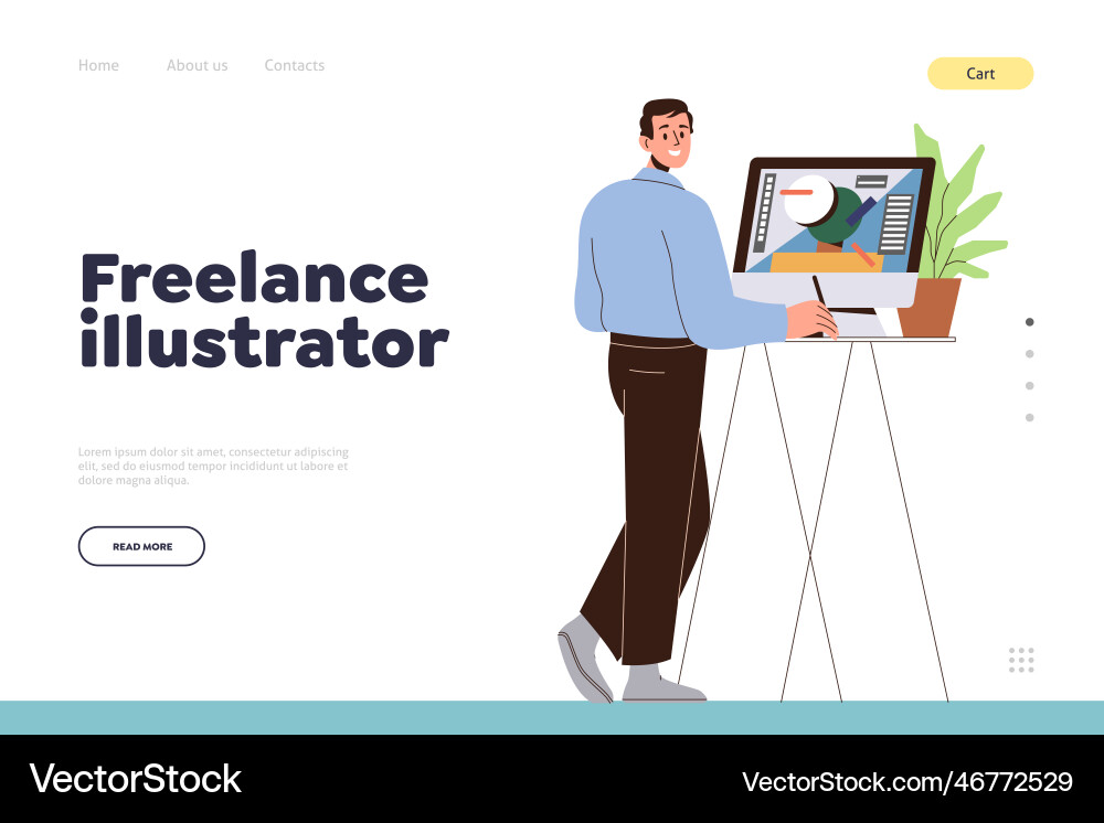 Freelance landing page template Royalty Free Vector Image