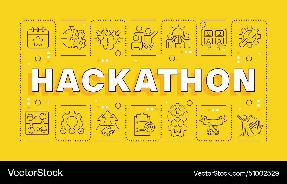 Hackathon yellow word concept Royalty Free Vector Image Hackathon yellow word concept Royalty Free Vector Image