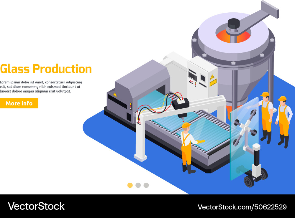 Isometric glass production background Royalty Free Vector