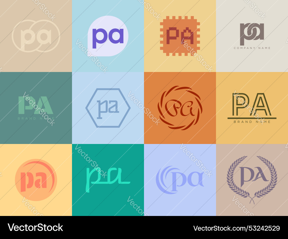 Pa logo company template letter p and a logotype Vector Image