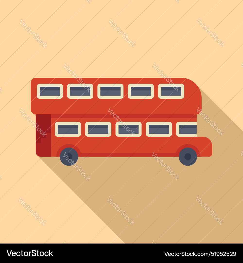 Red double decker bus driving through the city Vector Image