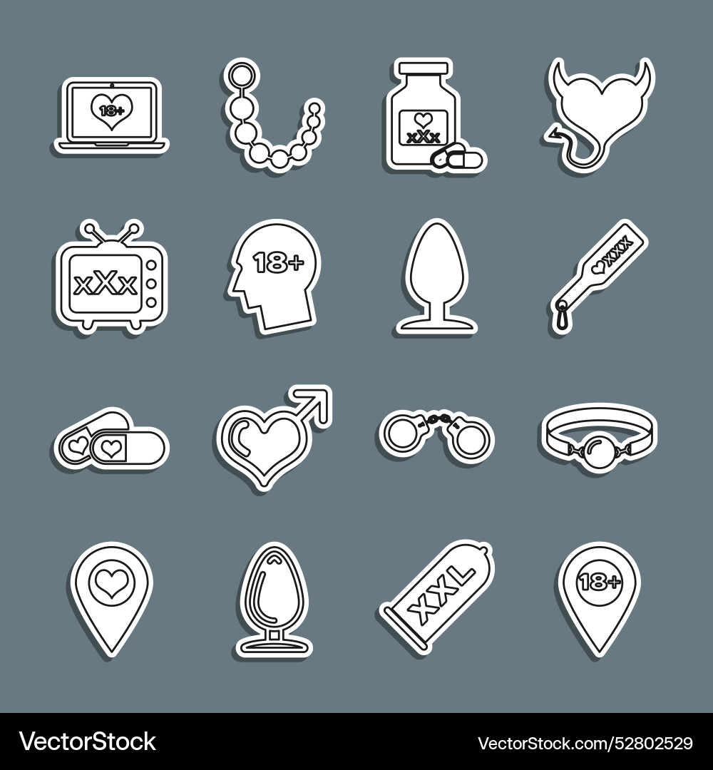 Set line location with 18 plus silicone ball gag Vector Image