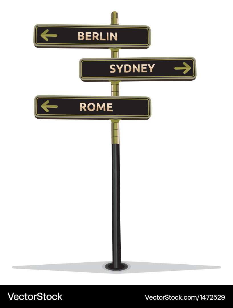 Street sign showing cities Royalty Free Vector Image