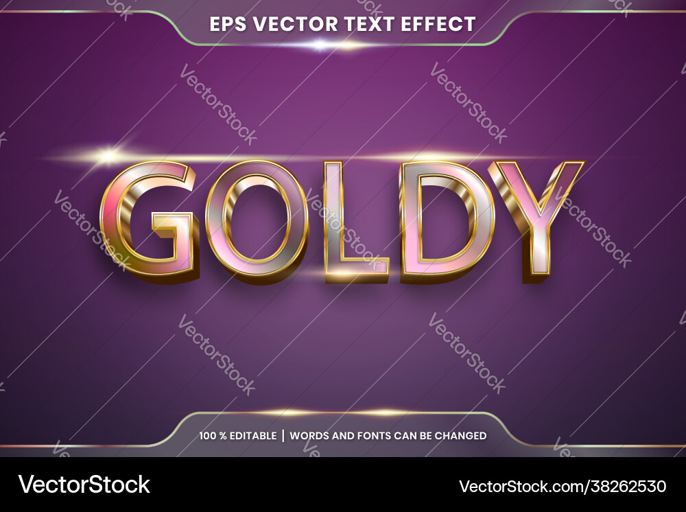 3D Gold and Rose Gold Text Effect Royalty Free Vector Image
