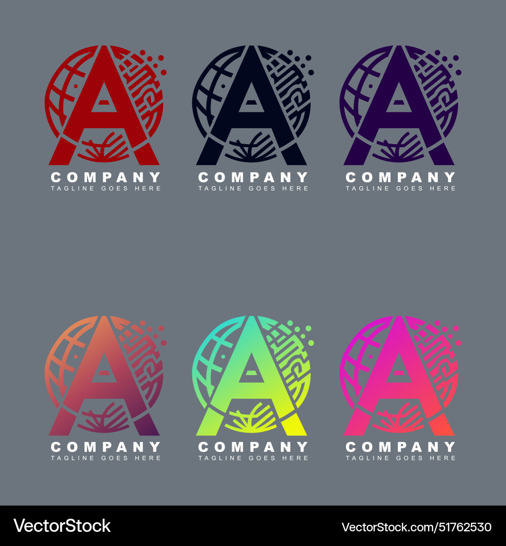 A letter logo with globe Royalty Free Vector Image