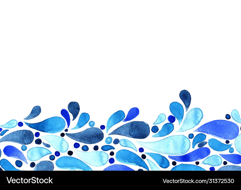 Abstract blue water drop shape watercolor frame Vector Image