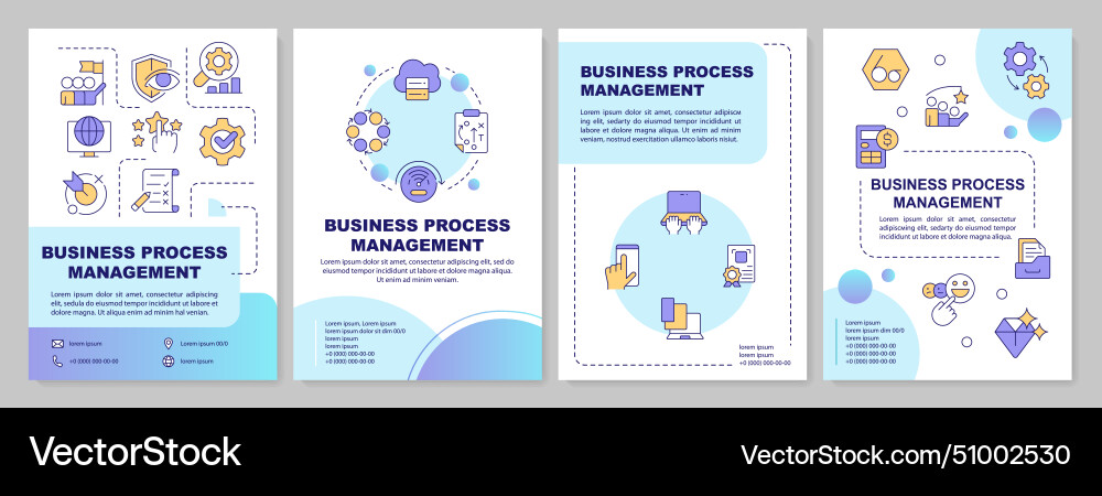 Bpm management blue gradient brochure template Vector Image