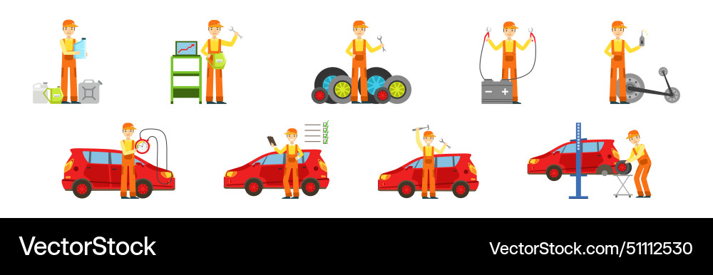 Car service man worker character repair auto Vector Image