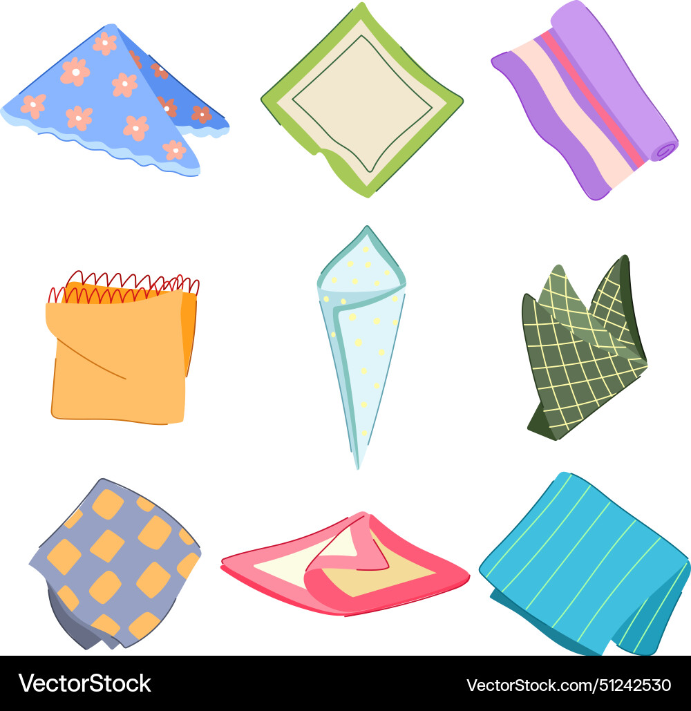 Cloth napkin set cartoon Royalty Free Vector Image