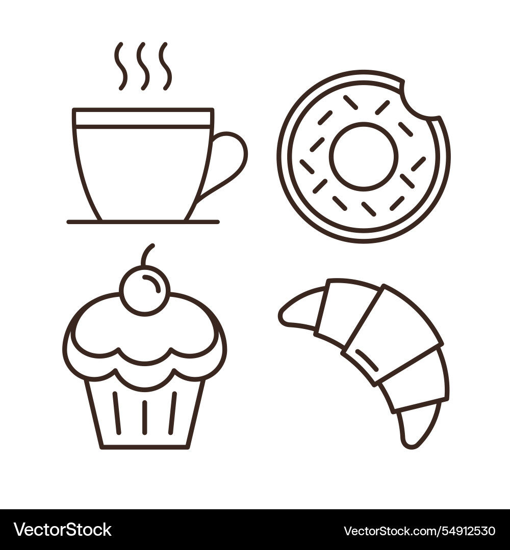 Coffee house outline web pictograms Royalty Free Vector