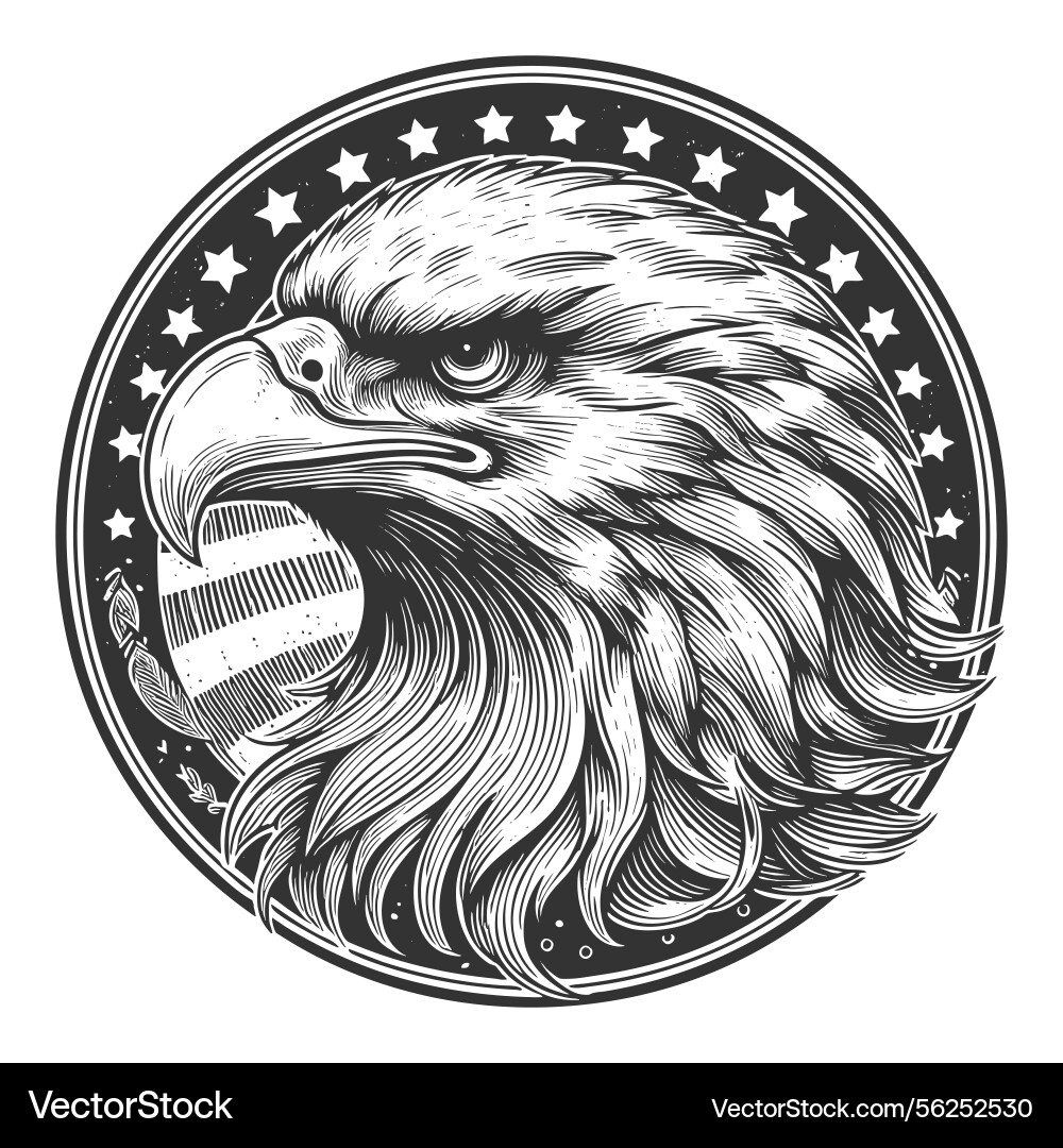 Eagle emblem with patriotic theme engraving Vector Image