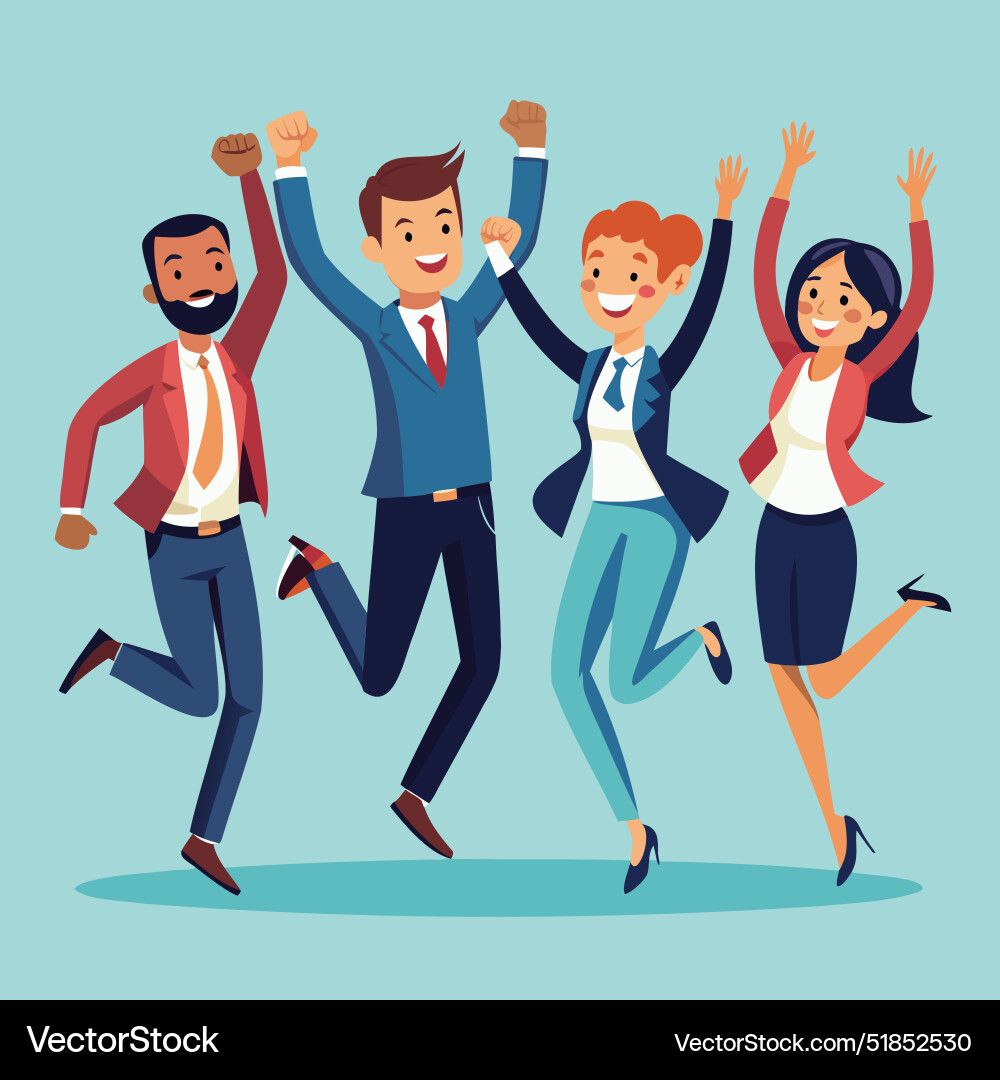 Joyful business team celebrating success Vector Image