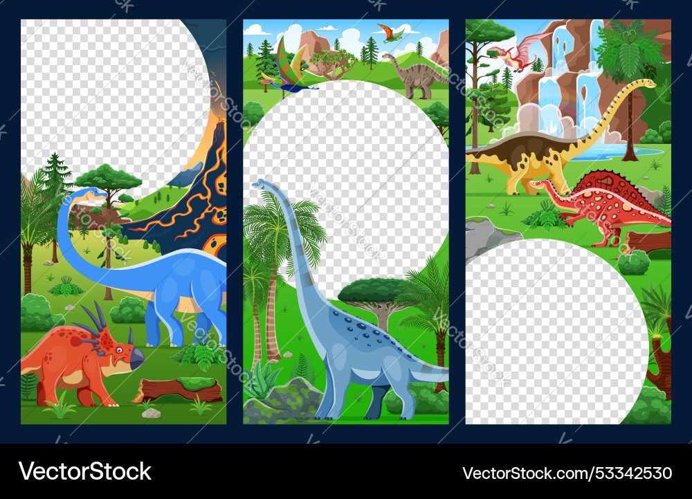 Prehistoric dinosaurs flyer template backgrounds Vector Image