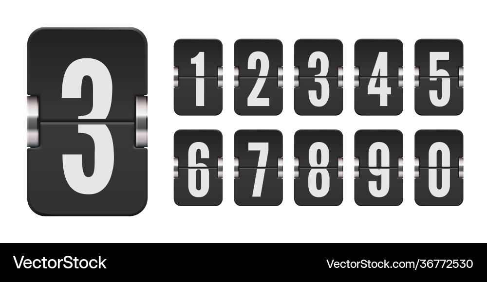 Set flip score board numbers for countdown Vector Image