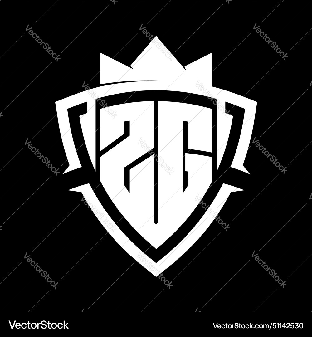 Zg letter monogram with triangle curve shield Vector Image