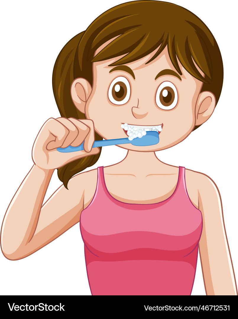 A girl brushing her teeth Royalty Free Vector Image