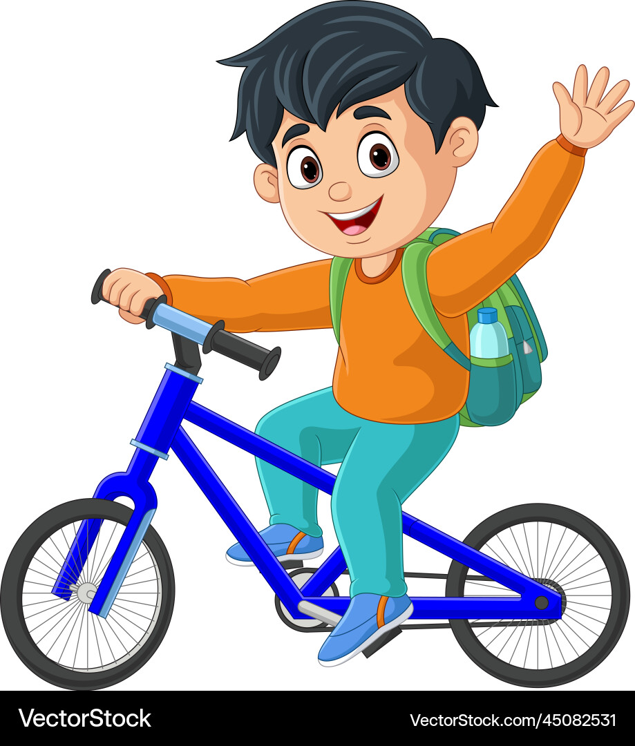 Cartoon Boy Riding Bicycle Royalty Free Vector Image