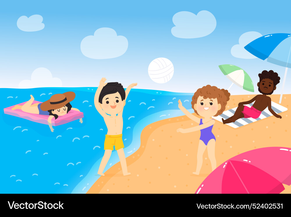 Cartoon summer scenes Royalty Free Vector Image