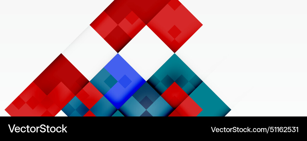 Colorful triangle with red blue and white squares Vector Image