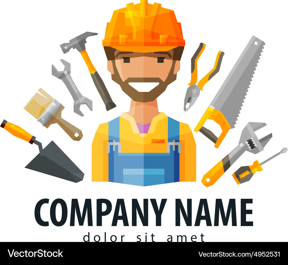 Construction worker logo design template Vector Image