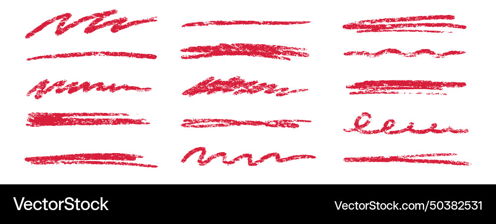 Crayon brush stroke red underline chalk pen Vector Image