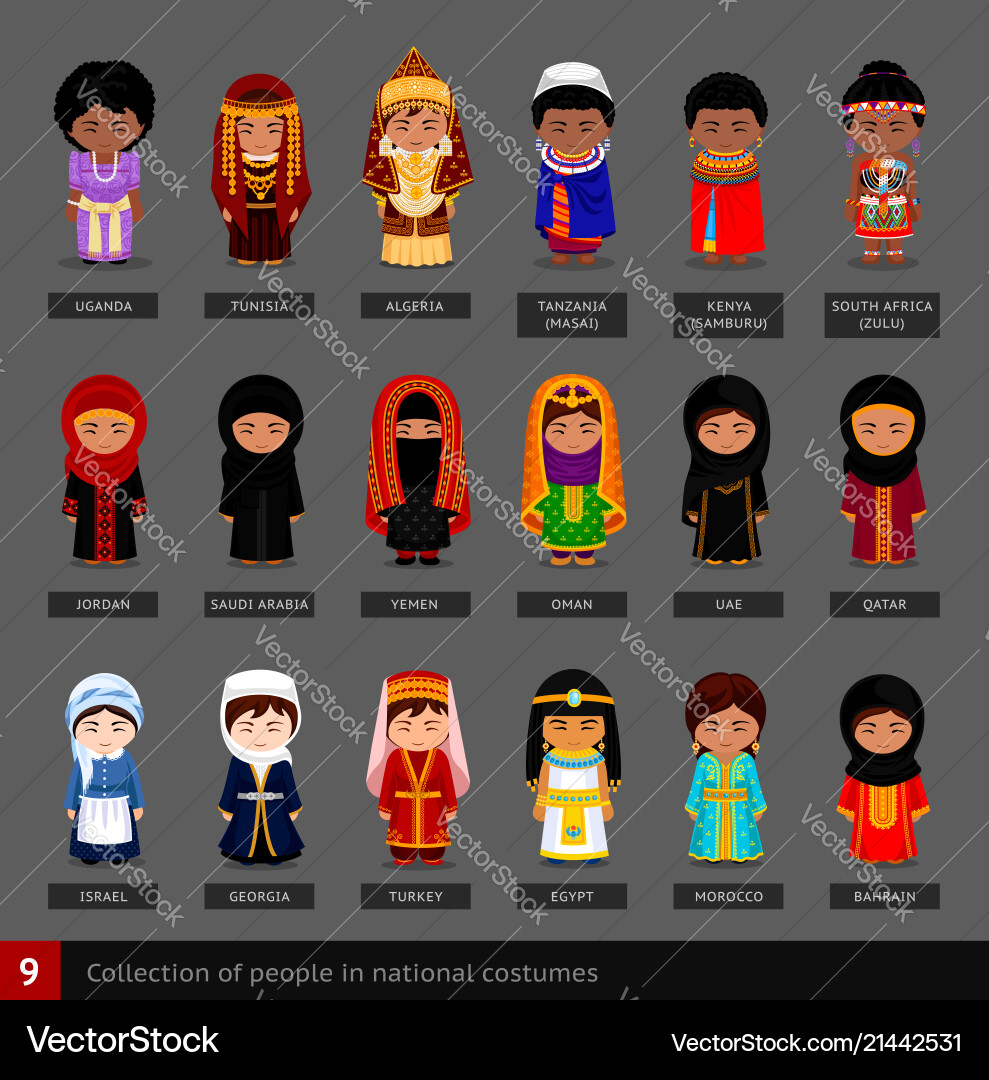 Diverse National Costumes Royalty Free Vector Image