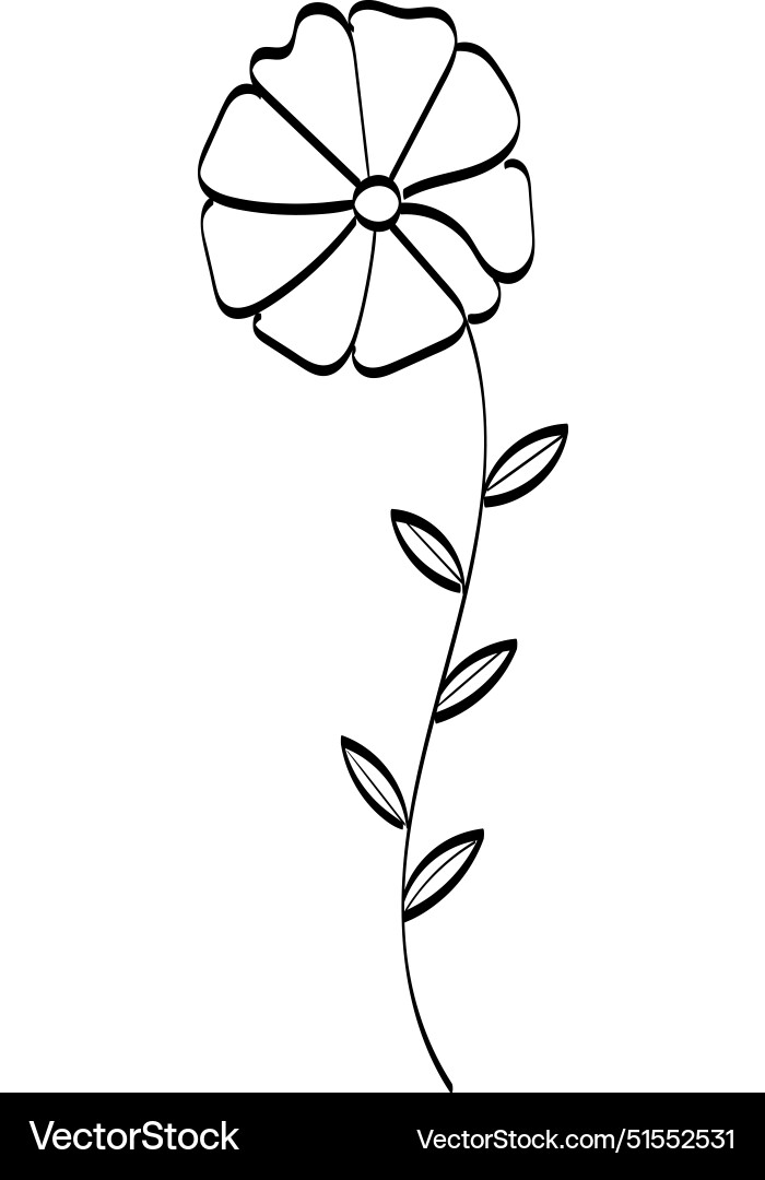 Flower line doodle design for print Royalty Free Vector