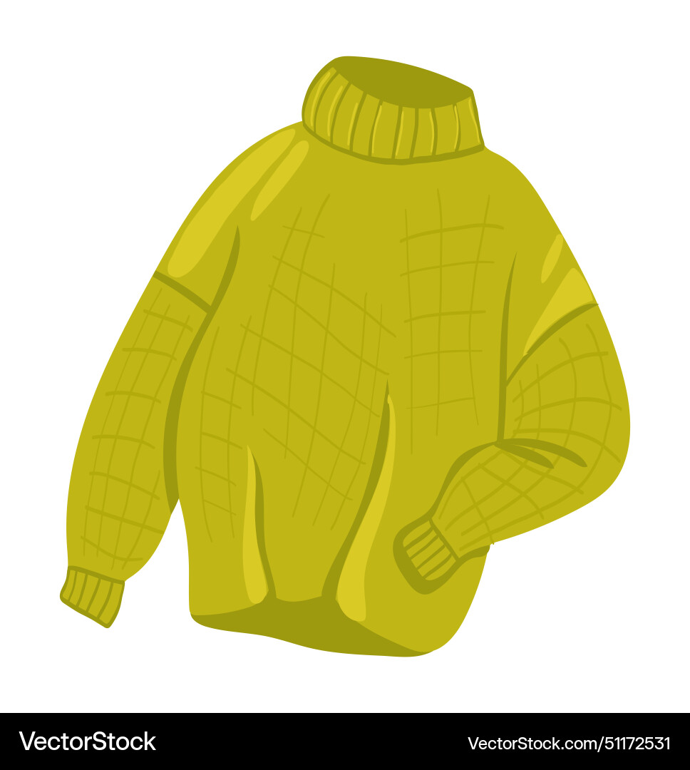 Green Knitted Sweater - Flat Illustration Vector Image