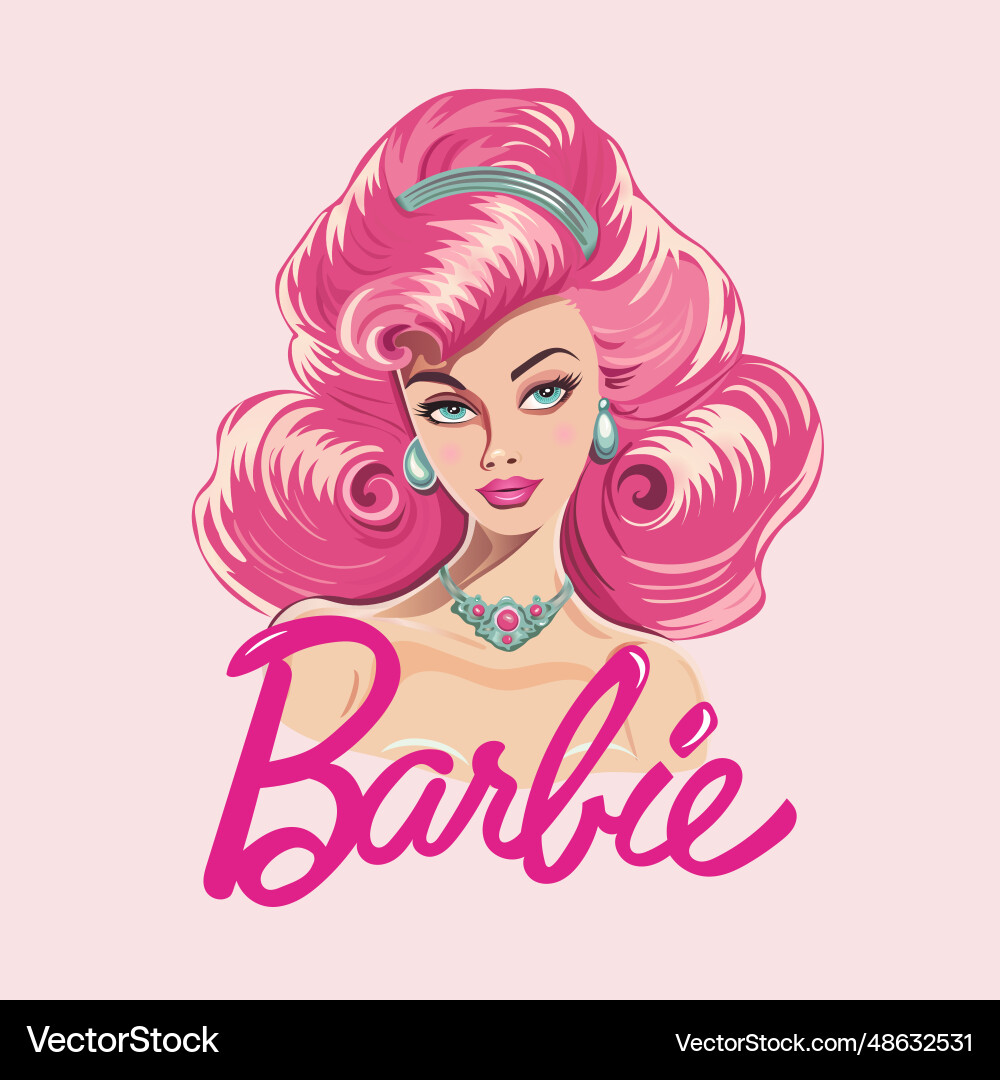 Pink Barbie Doll - Retro Style Royalty Free Vector Image