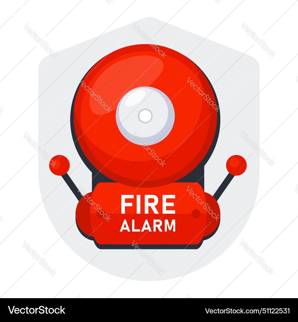 Red fire alarm bell system signal device Vector Image