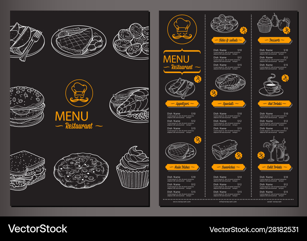 Restaurant menu Royalty Free Vector Image - VectorStock