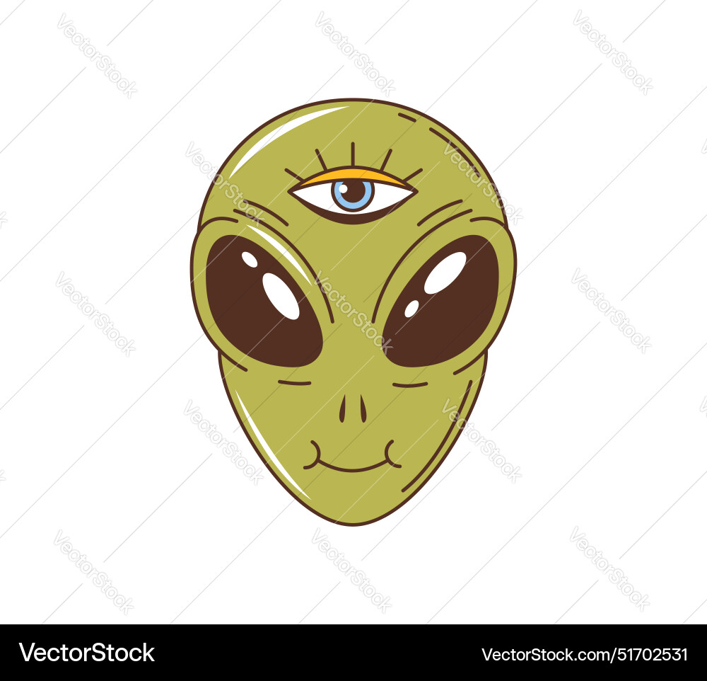 Retro groovy alien space character face or head Vector Image