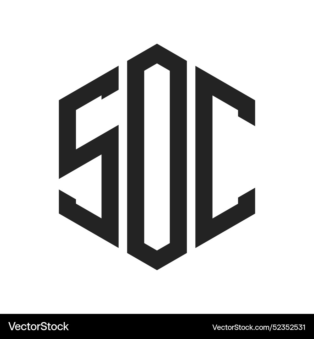 Soc logo design initial letter monogram Royalty Free Vector