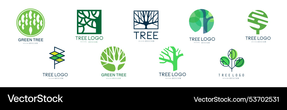 Tree logo original design with green shape Vector Image