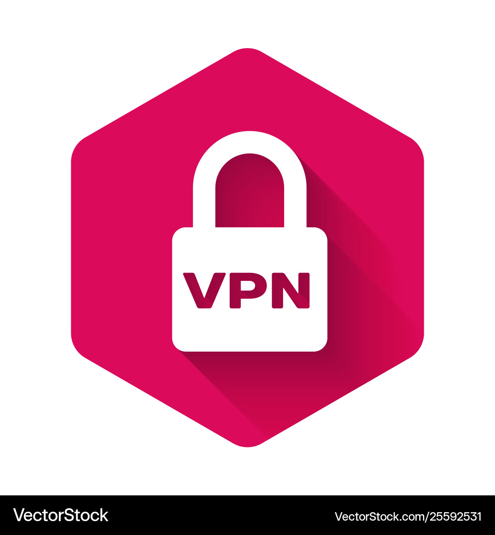 White lock vpn icon isolated with long shadow Vector Image