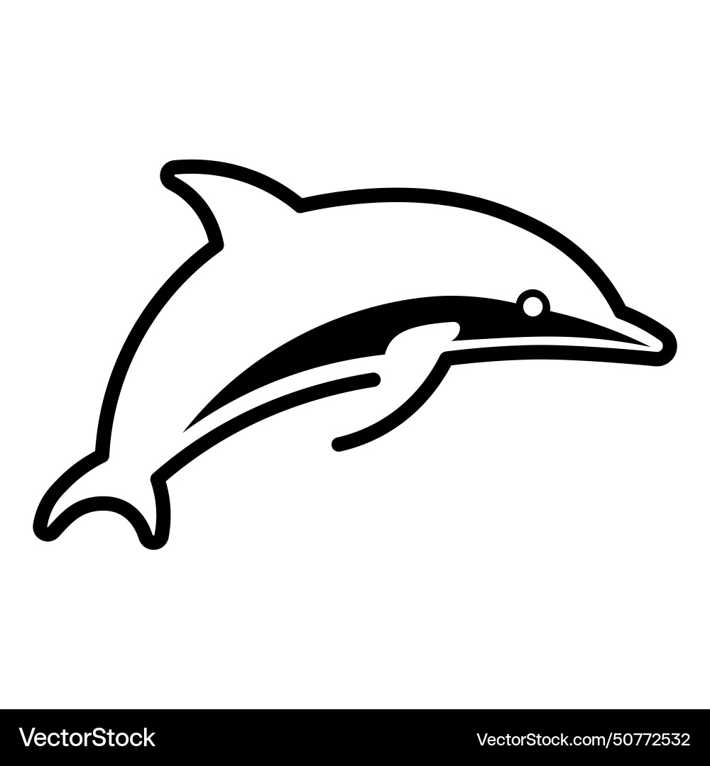 Black dolphin icon on white background Royalty Free Vector