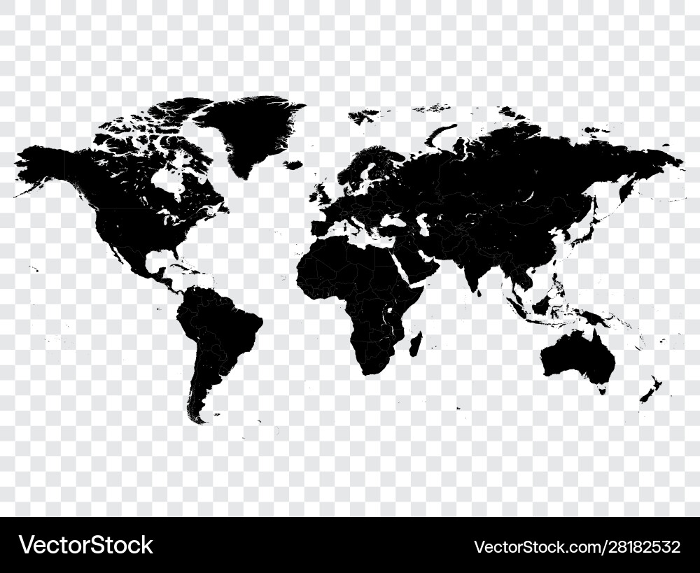 Black world map Royalty Free Vector Image - VectorStock