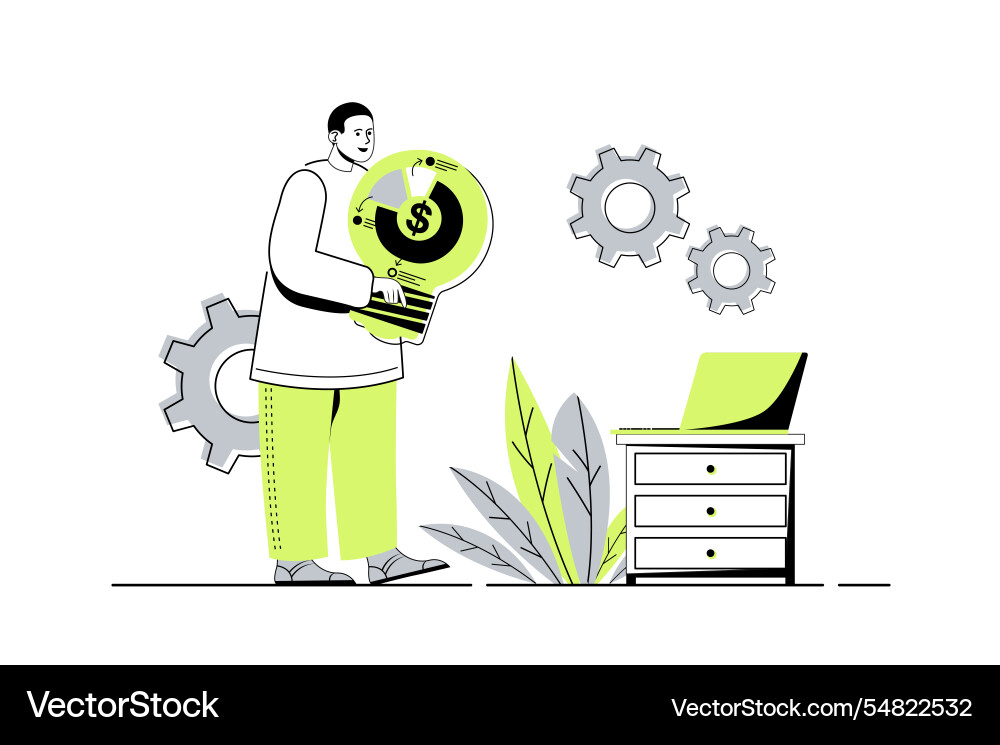 Business idea web concept with flat cartoon people