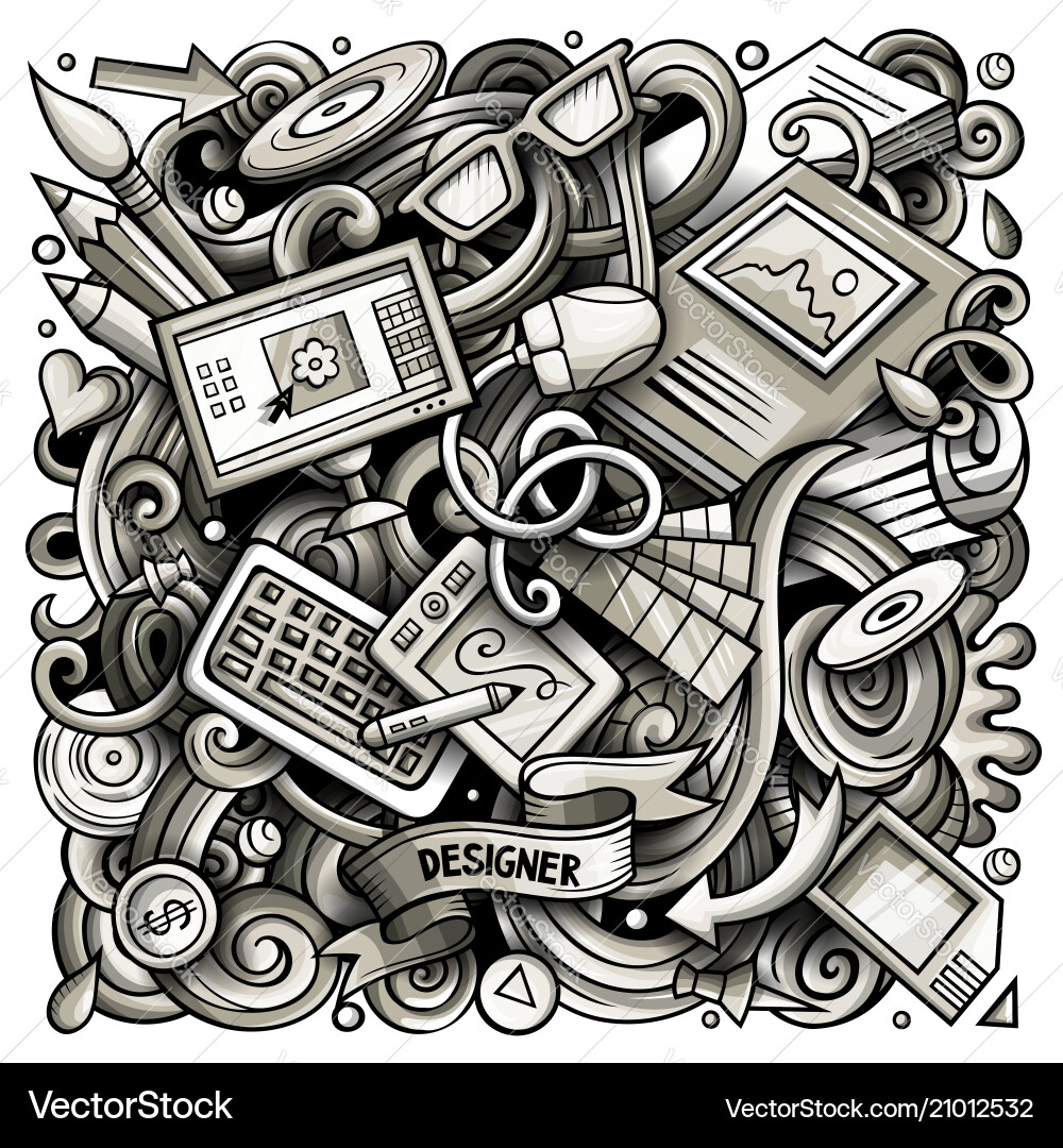 Cartoon doodles art and design Royalty Free Vector Image